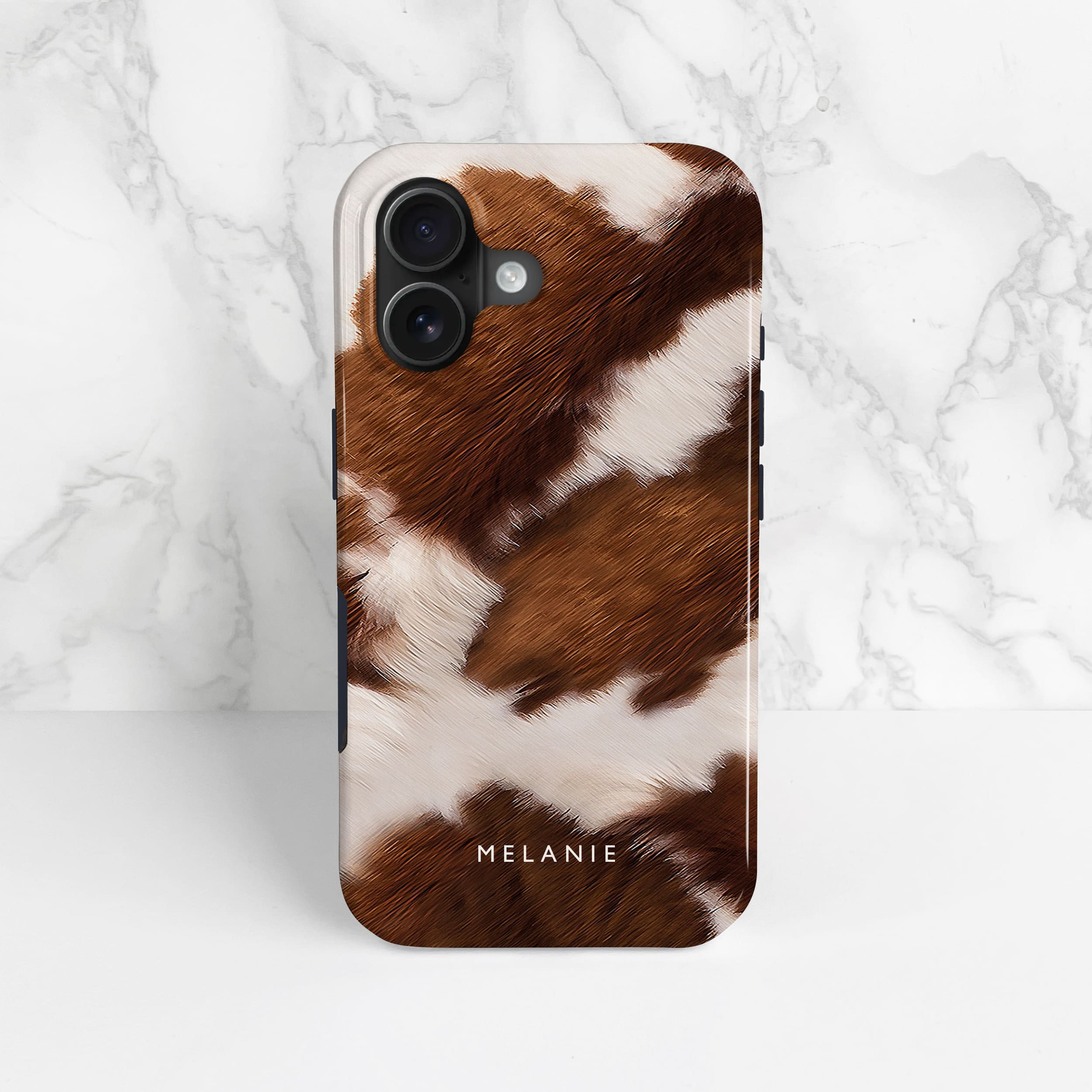 Brown Cowhide Pattern Custom Name Case – Rock Steady Cases