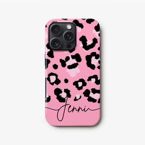 Baby Pink Leopard Print Personalised Phone Case - Rock – Rock Steady Cases